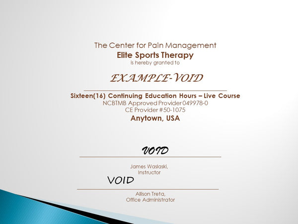 Replacement Certificate – The Center for Pain Management
